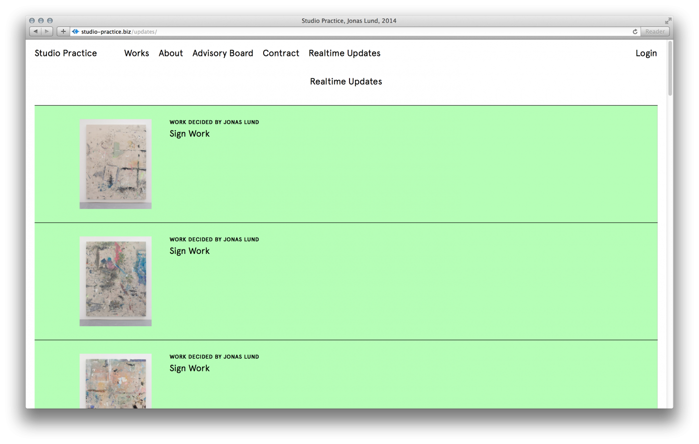 Jonas Lund - Studio Practice